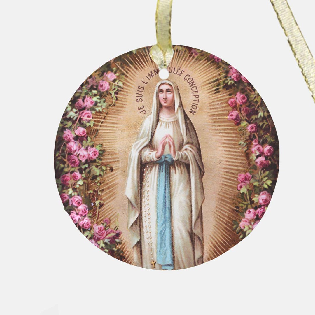 Our Lady of the Immaculate Conception Glass Ornament, Catholic ...