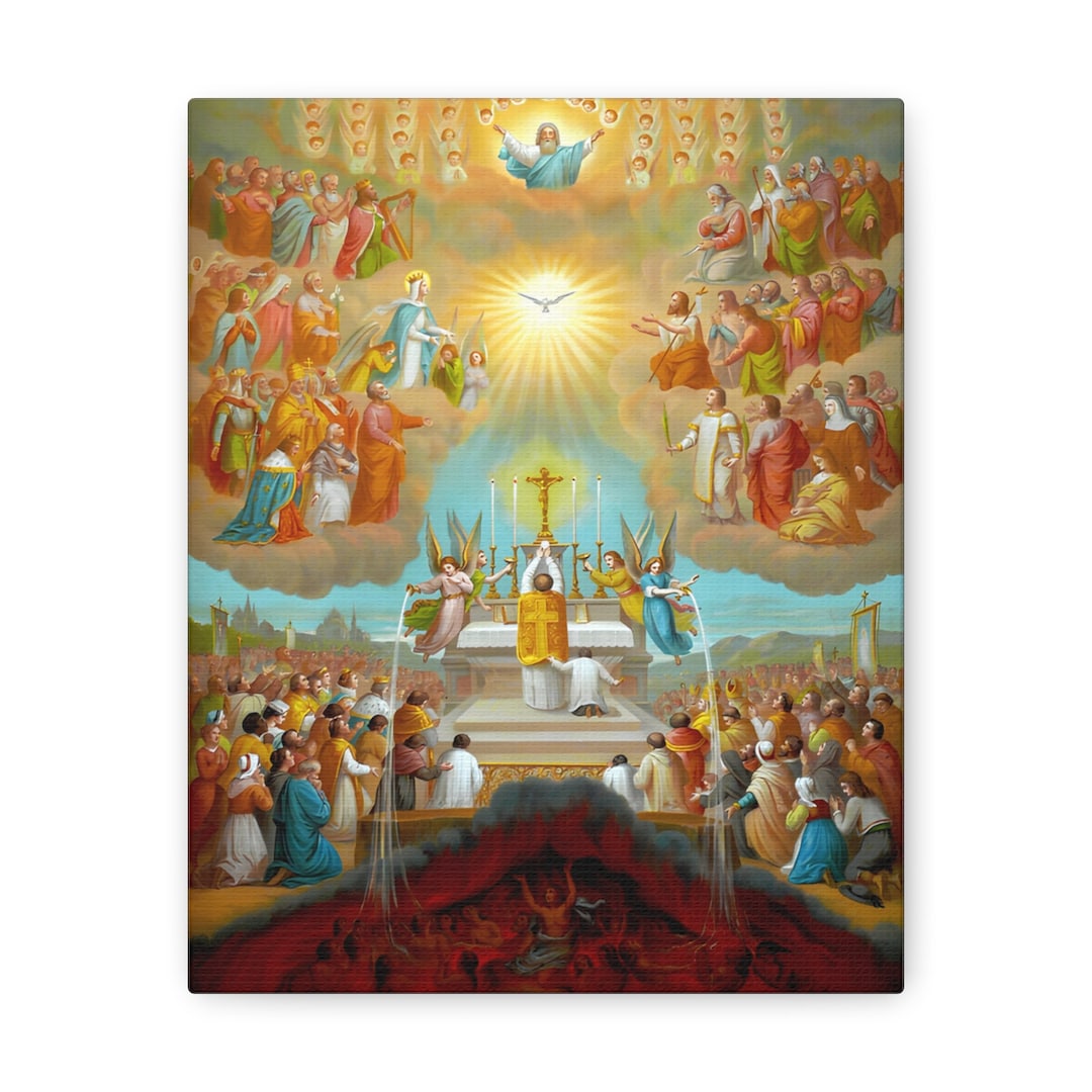 The Communion of the Saints Canvas, Catholic Mass Art, the Mass in ...