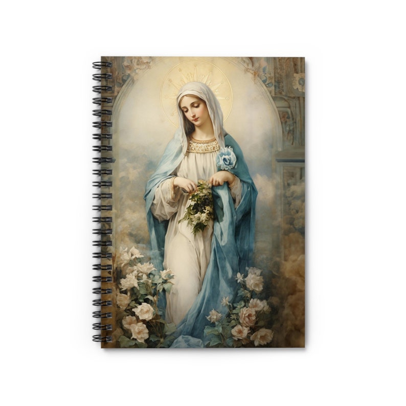 Mary Floral Prayer Journal, Religious Journal, Catholic Notebook ...