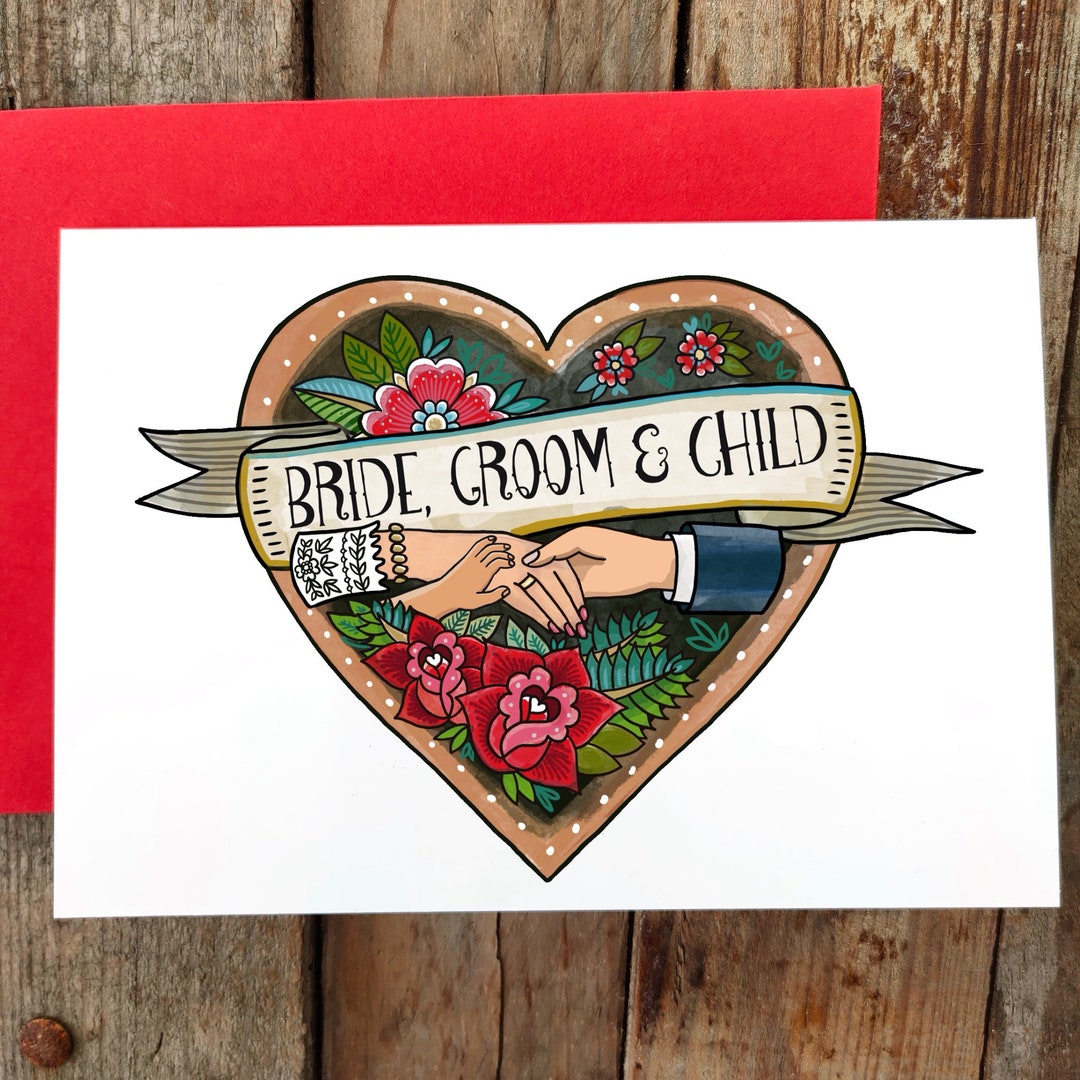 Personalised Couple and Children Card, Family Wedding Card, Engagement ...