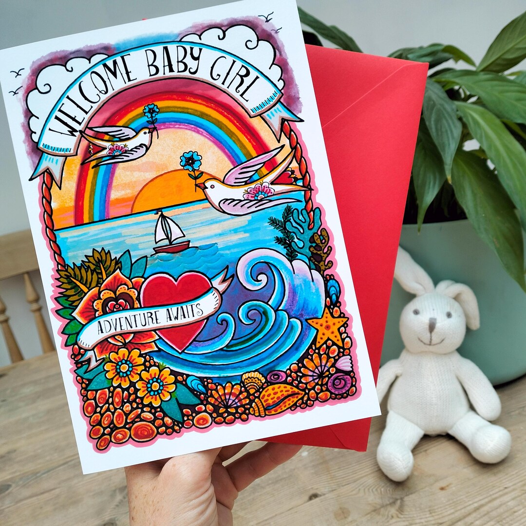 New Baby Girl Card | Rainbow Baby, Welcome to the World, Adventures ...