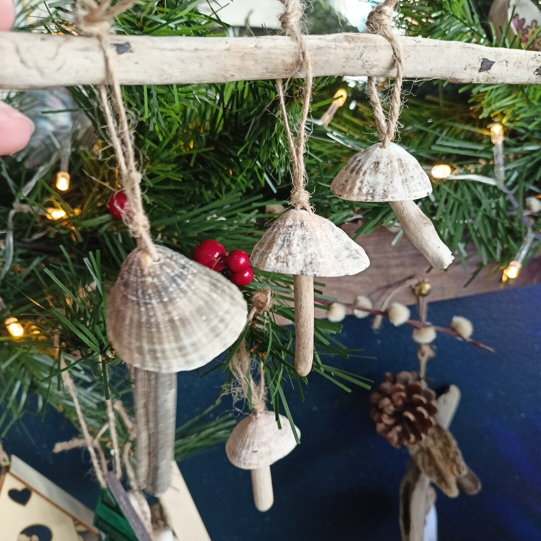 Mushroom Christmas Autumn Shell Decorations | Fungi Festive, Autumn ...