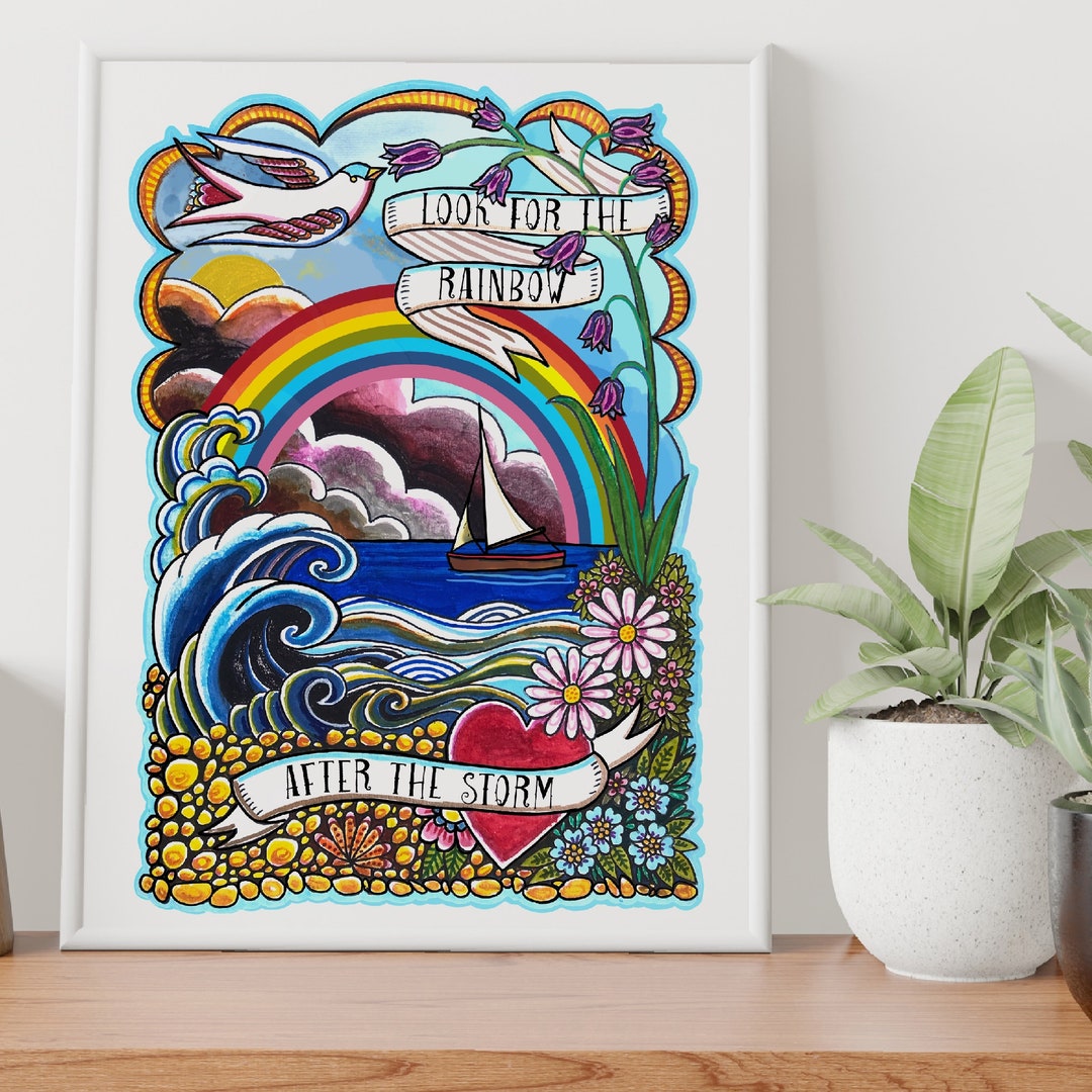 Look for the Rainbow After the Storm | Rainbow and Nature Nautical Art ...