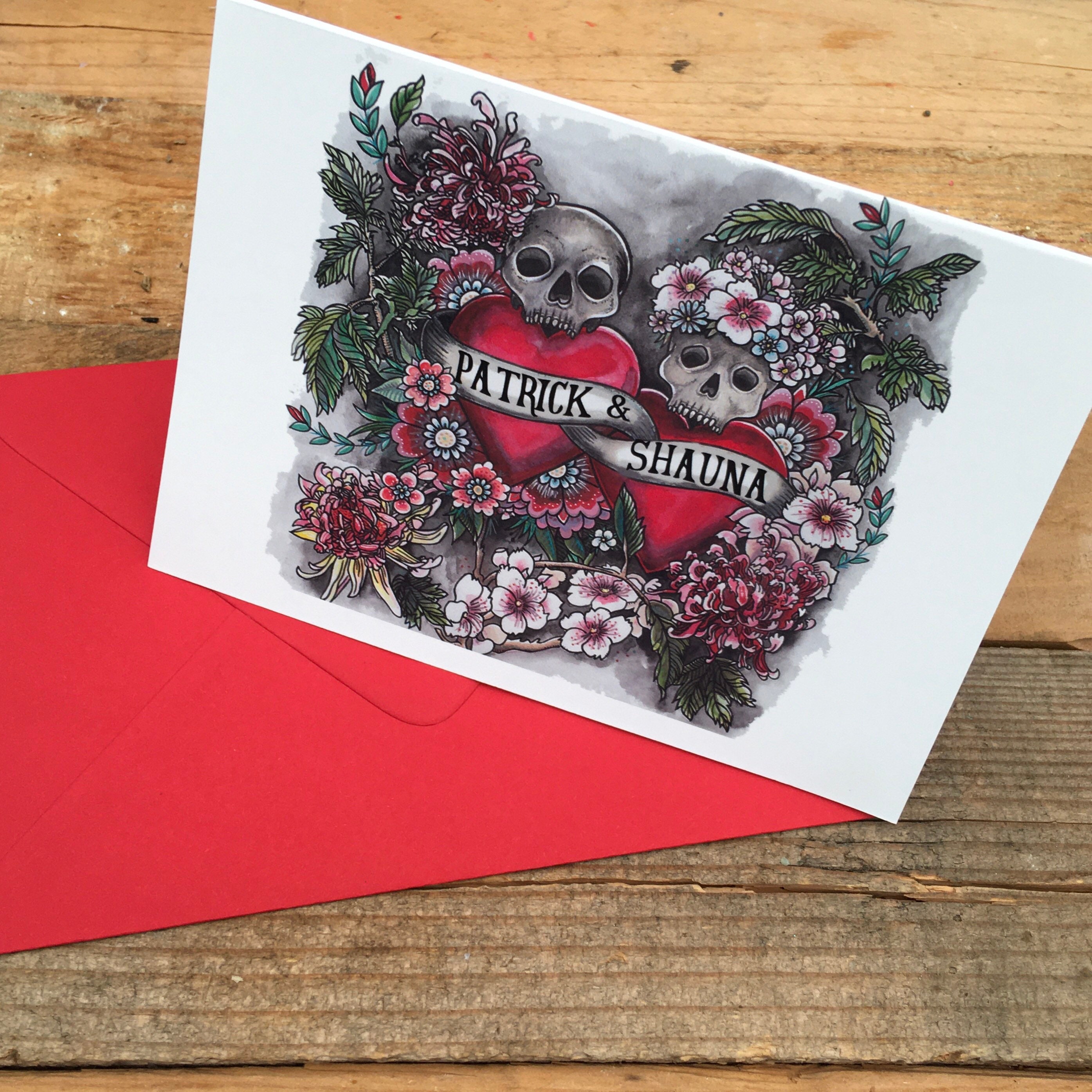 Personalised Skull Card Wedding Valentines Day Add Your - Etsy UK