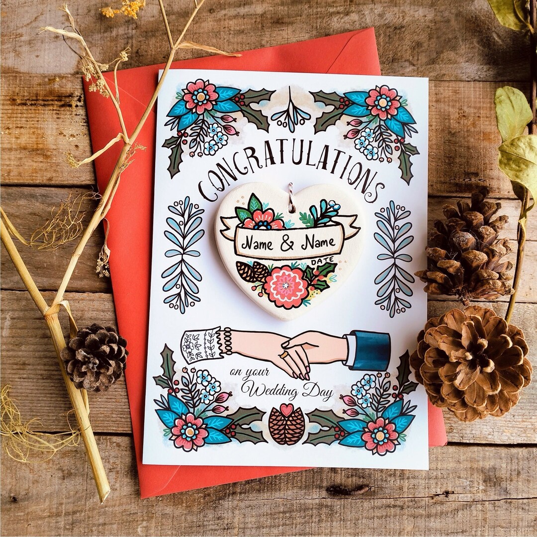 Personalized Winter Wedding Card: Scandi Ceramic Ornament Keepsake - Etsy