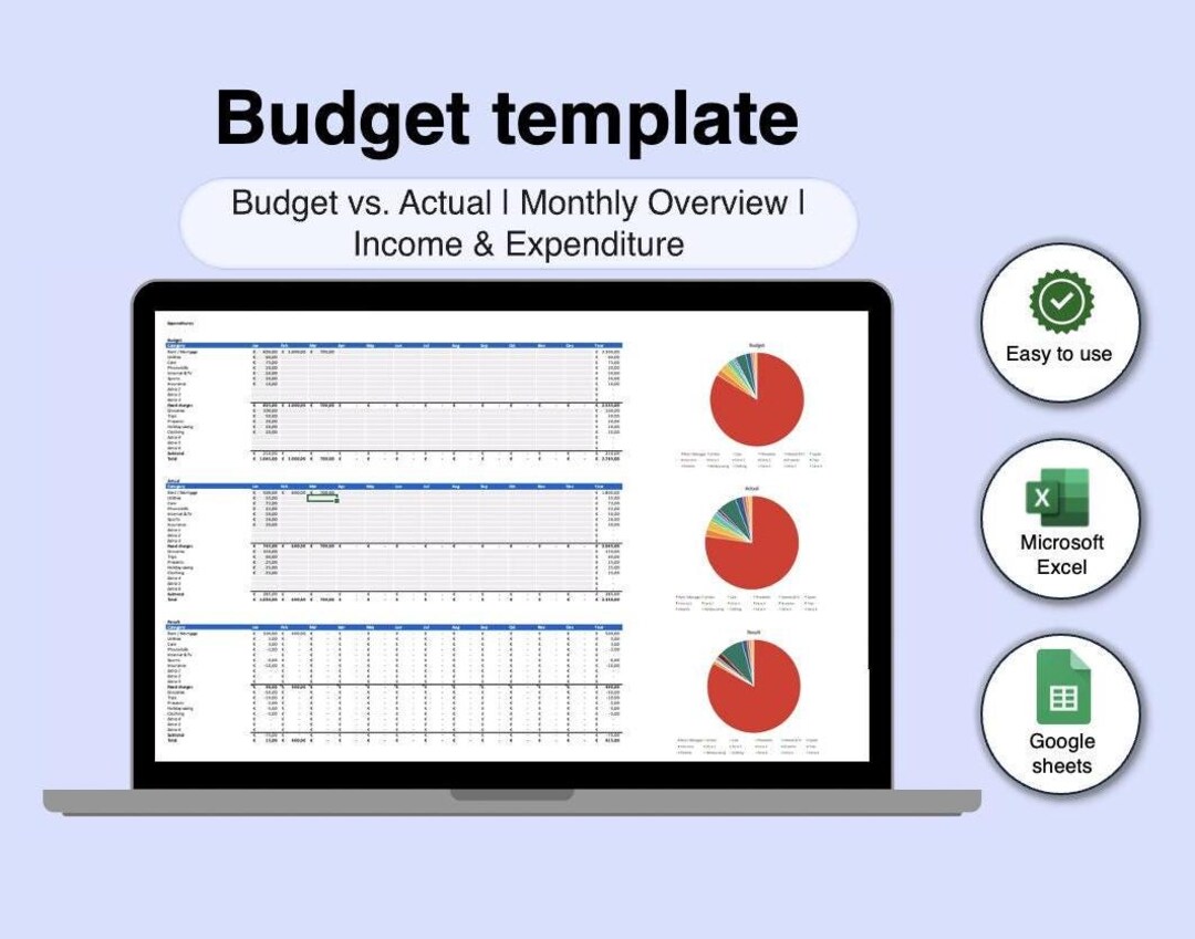 Annual Budget Template - Visual Budget Planner - Income and ...