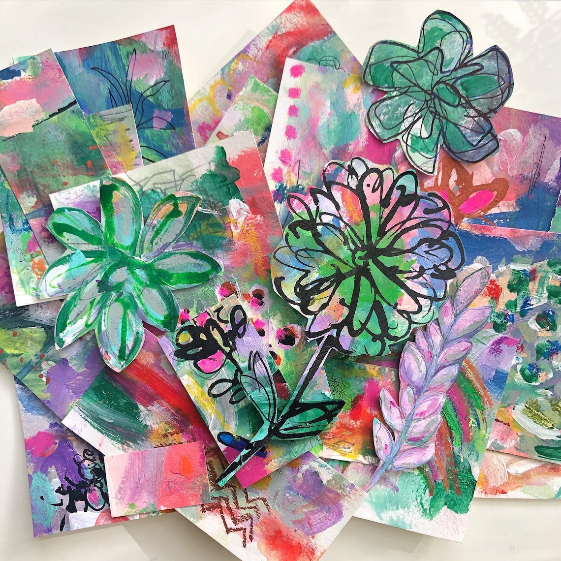 Original Painted Paper Collage Art Kit Art Journal Artwork - Etsy