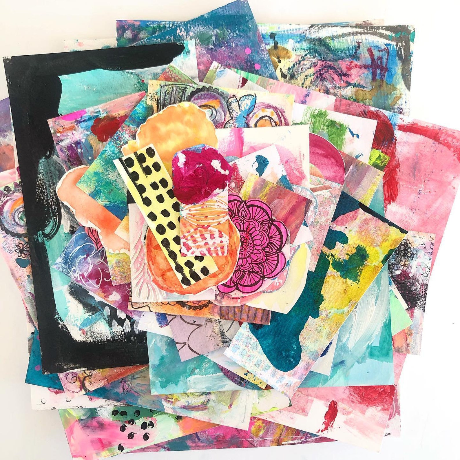 Original Painted Paper Collage Art Kit, Art Journal, Junk Journal ...