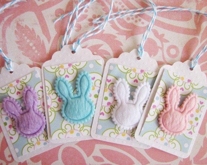 Easter Bunny Rabbit Faux Fur Gift Tags Set of 4 Blue Pink - Etsy