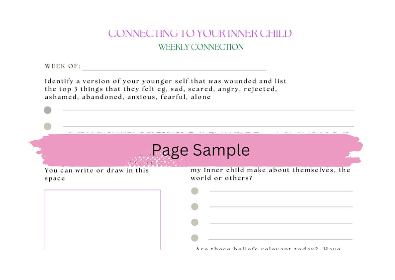 Connecting to Your Inner Child Workbook Printable, Worksheets for Inner ...