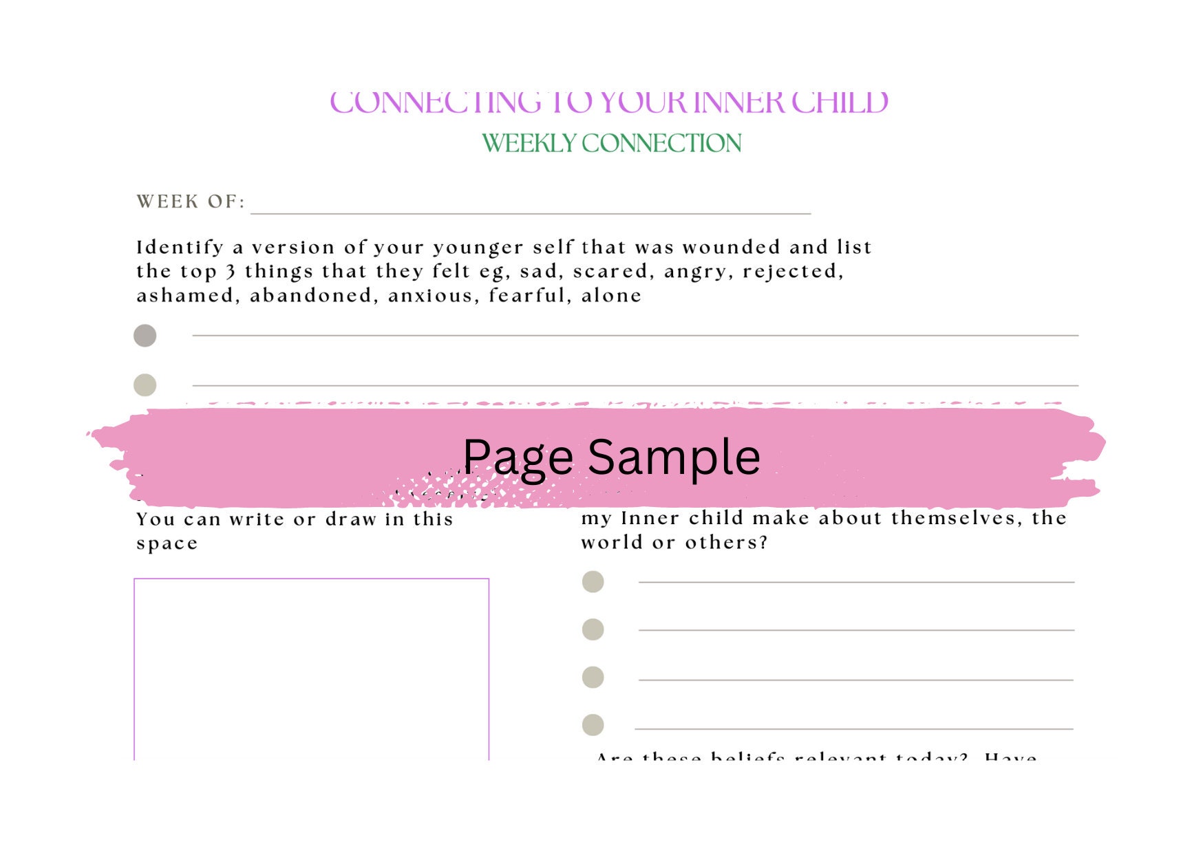 Connecting to Your Inner Child Workbook Printable, Worksheets for Inner ...