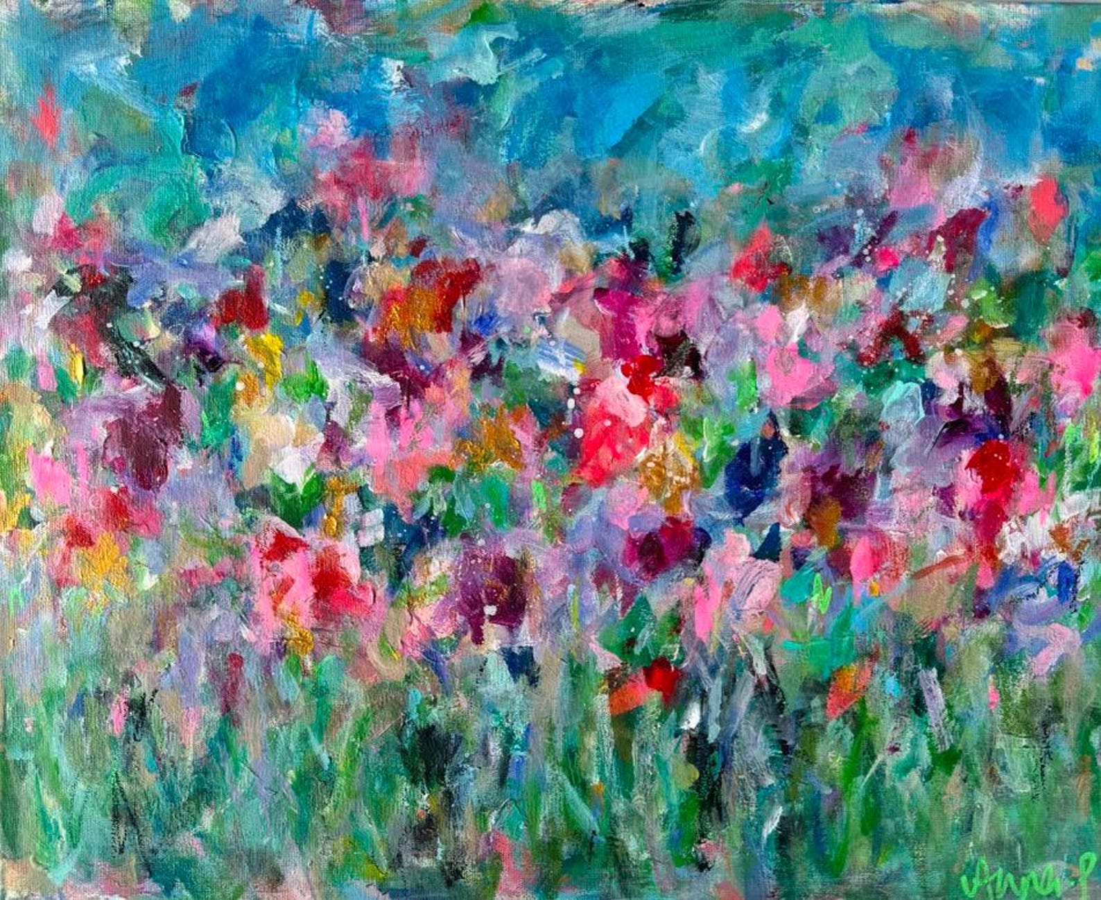 NEW AUGUST 2024 Garden Paradise Original Art Acrylic Painting Florals ...