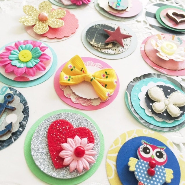 Cute Circle Embellishments Paper Pretties Set of 10, Flowers ...