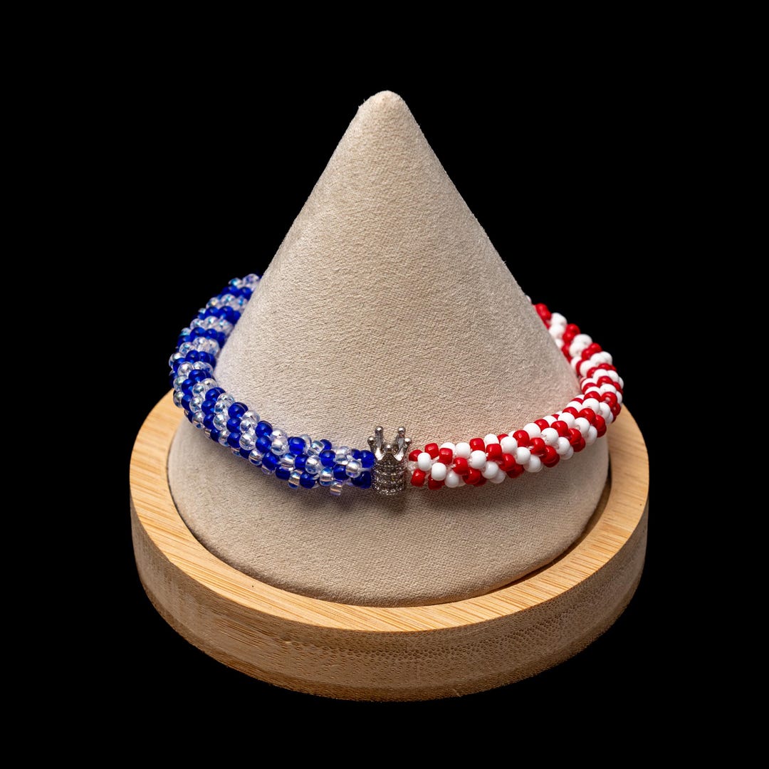 Yemaya Shango Beaded Bracelet: Kumihimo Ilde With Crown Charm - Etsy