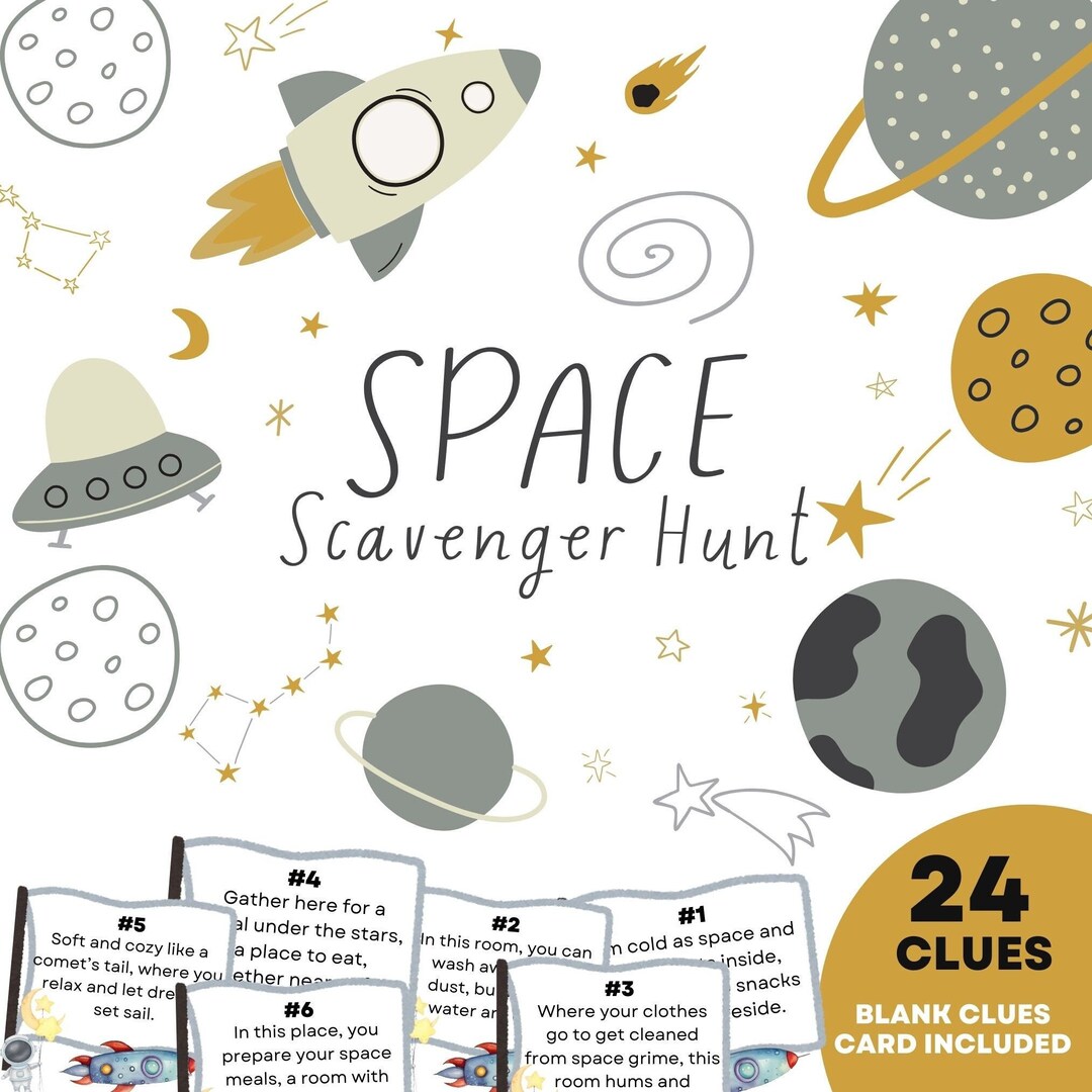 Indoor Space Scavenger Hunt. Printable Game for Family Game Nights ...