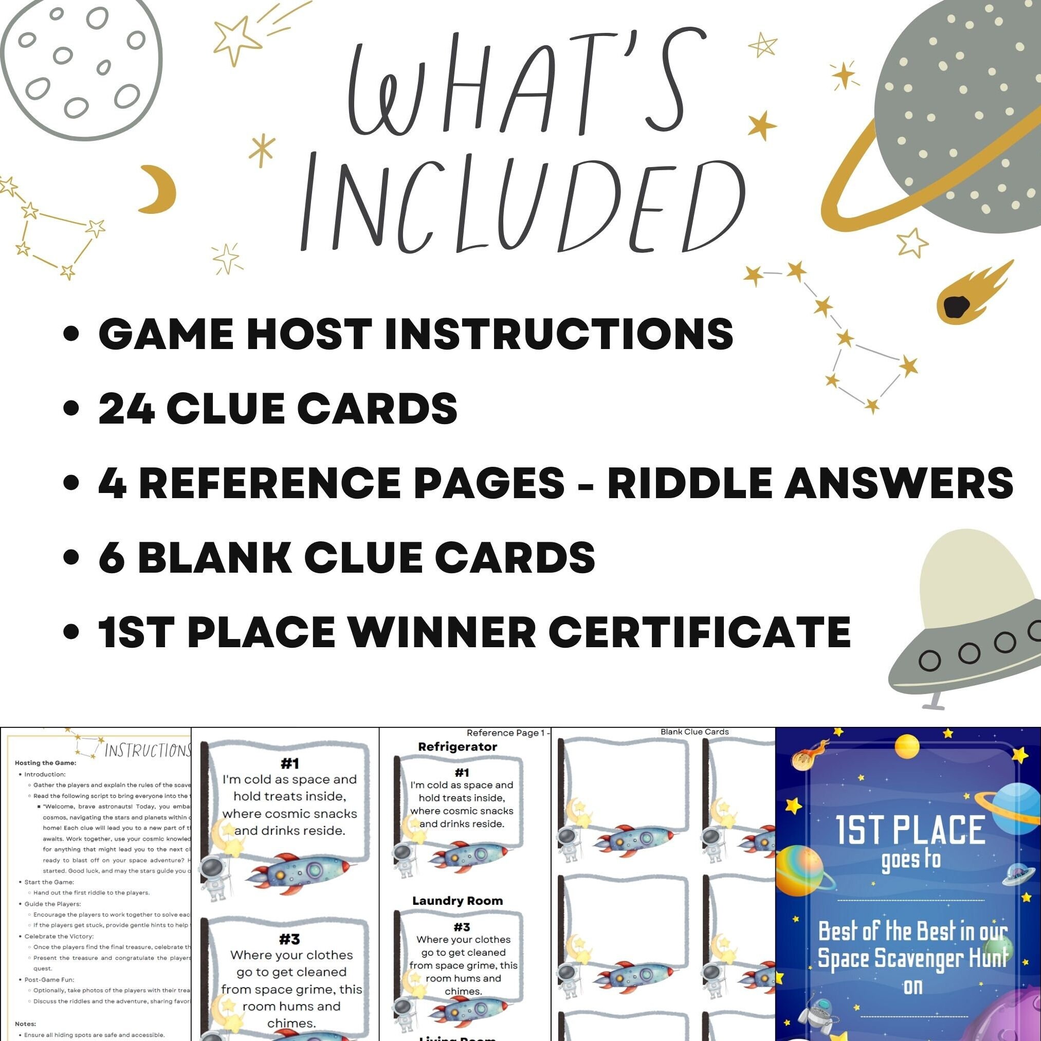 Indoor Space Scavenger Hunt. Printable Game for Family Game Nights ...