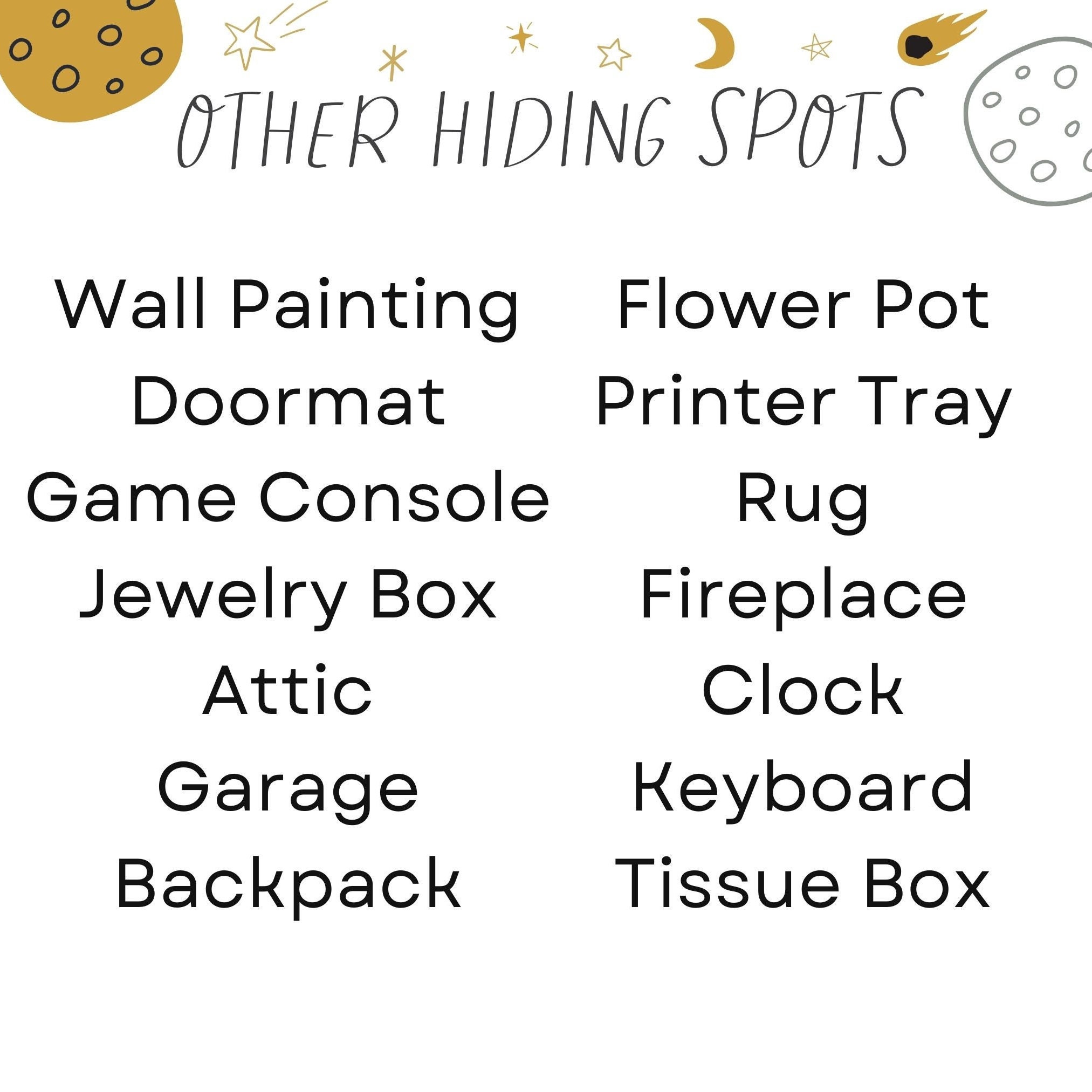 Indoor Space Scavenger Hunt. Printable Game for Family Game Nights ...