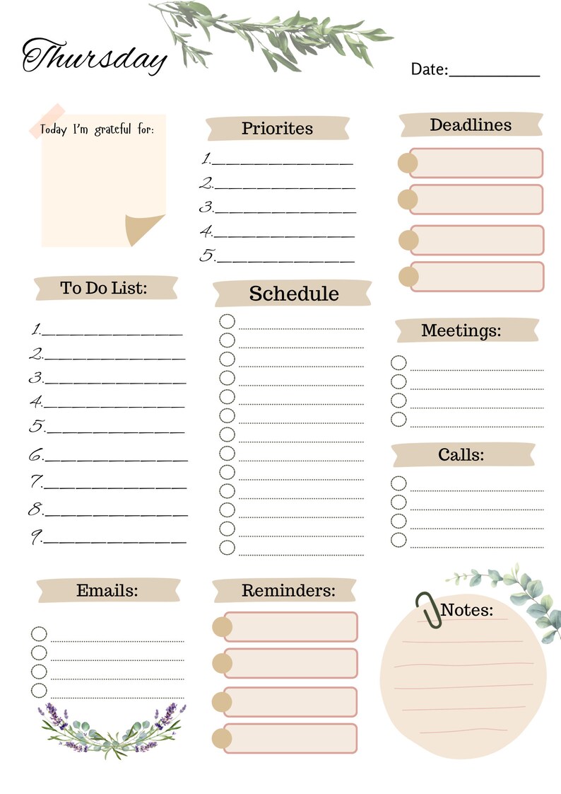 Monday Through Friday Daily Planner - Etsy