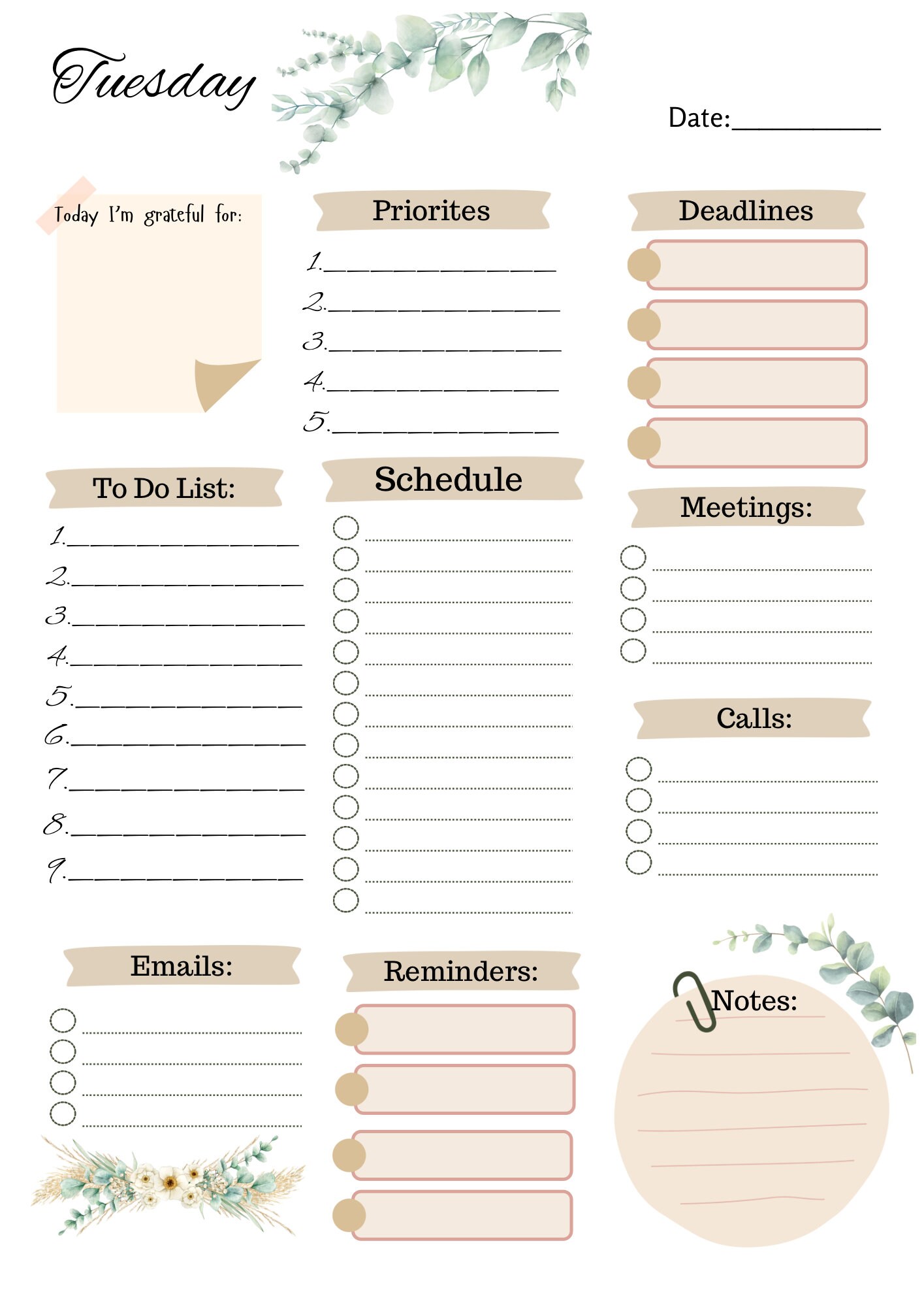 Monday Through Friday Daily Planner - Etsy