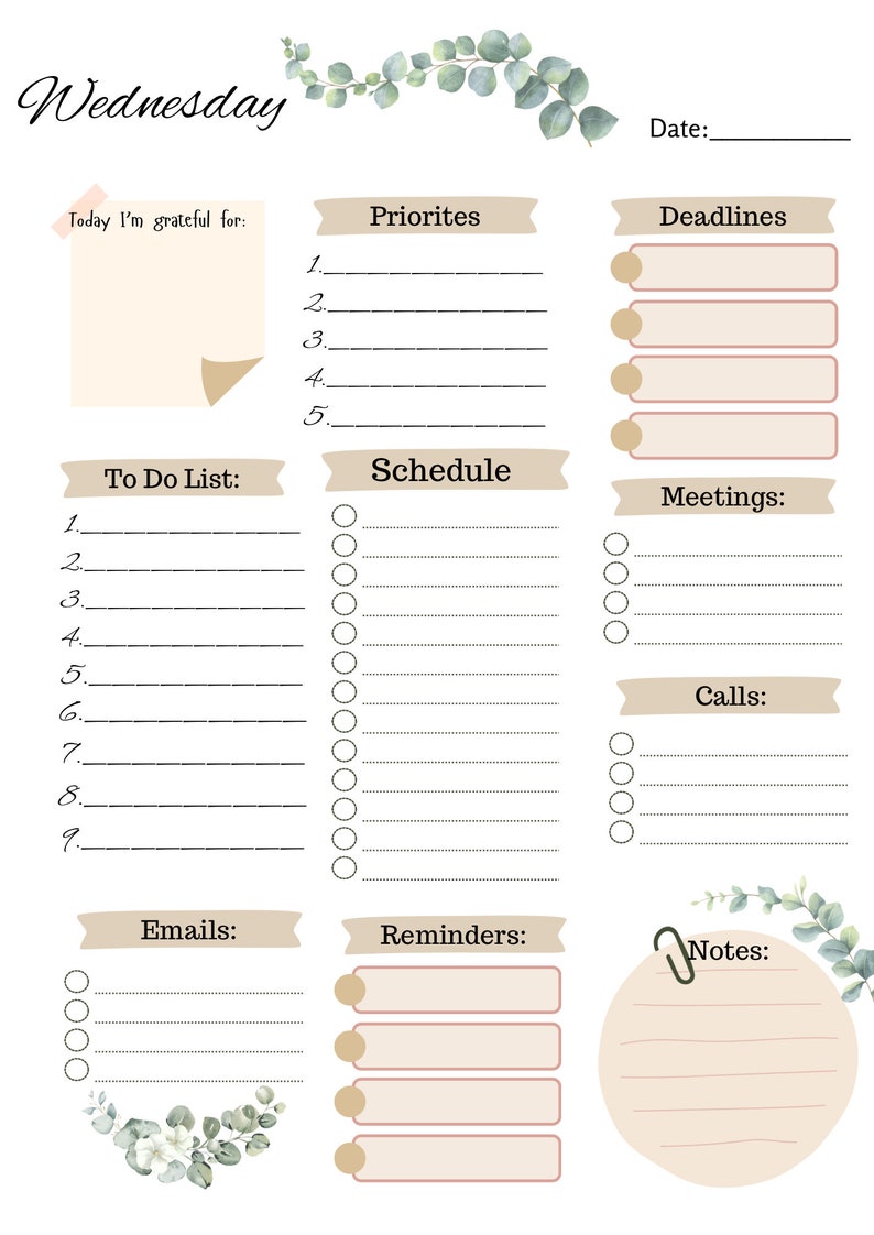 Monday Through Friday Daily Planner - Etsy