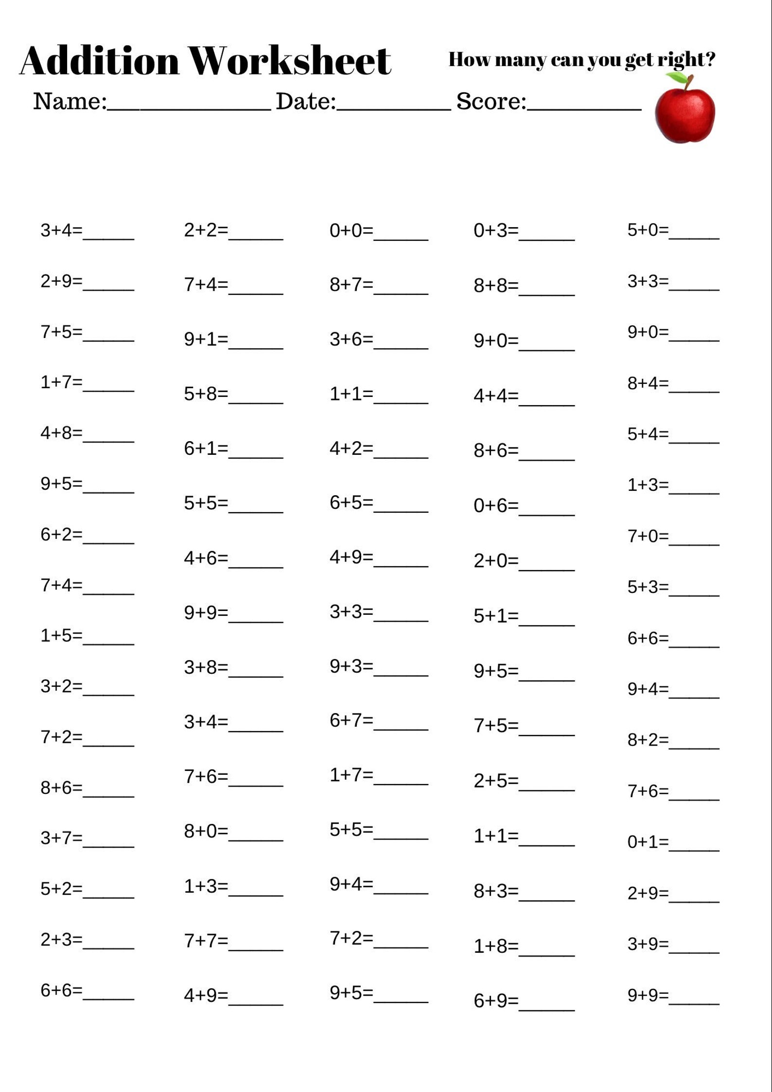 Simply Addition & Subtraction Worksheet - Etsy
