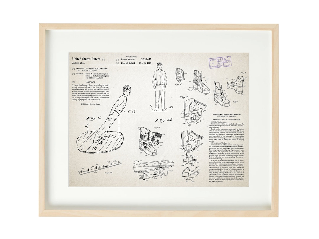 MICHAEL JACKSON -1993 Patent Print Smooth Criminal Video Anti-gravity ...
