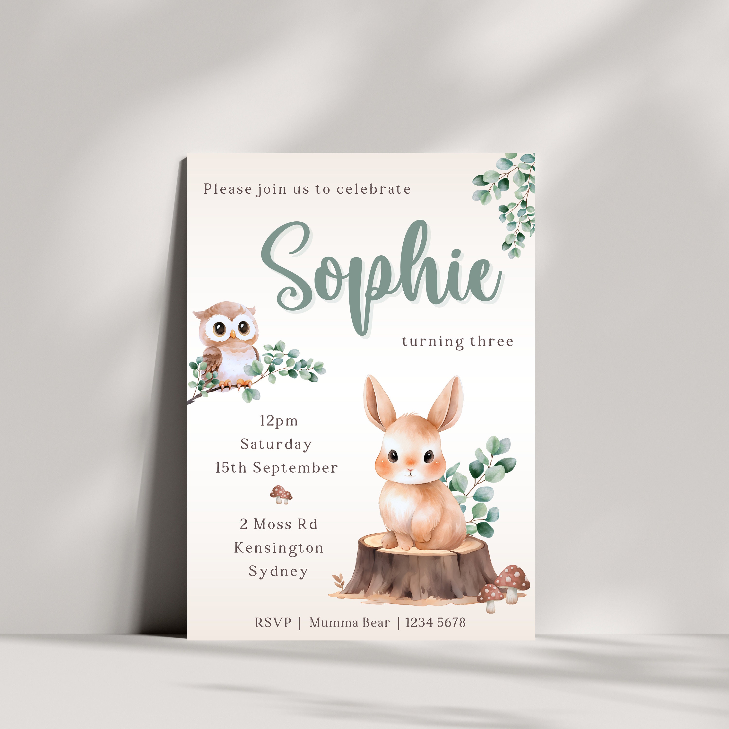 Editable Woodland Animals Birthday Invitation Forest Theme Party Invite ...