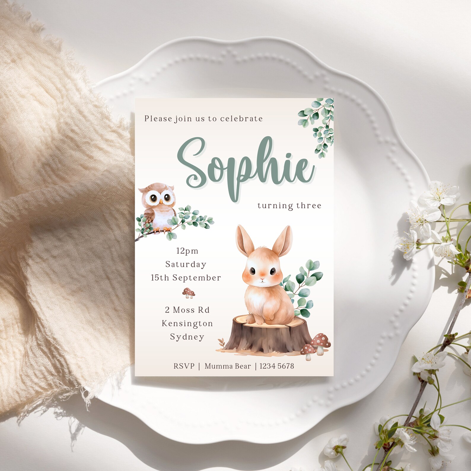 Editable Woodland Animals Birthday Invitation Forest Theme Party Invite ...
