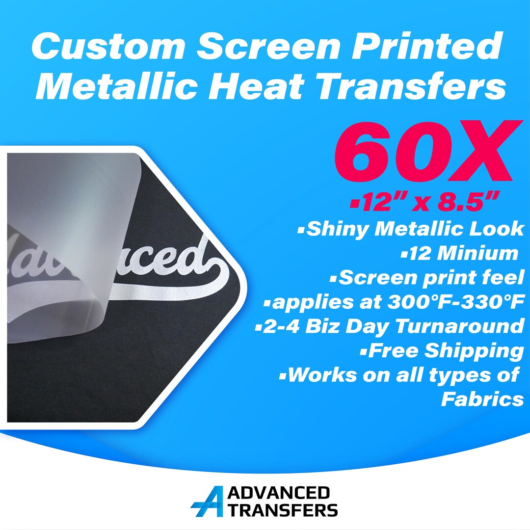 60 Screen Printed Metallic Plastisol Heat Transfers - Etsy
