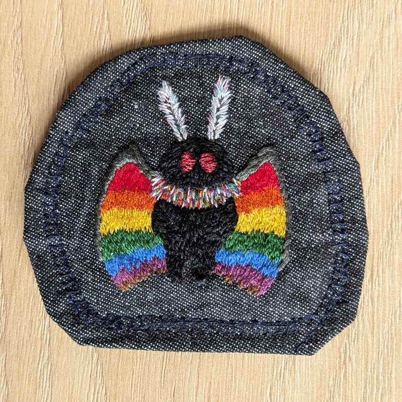 Mothman Queer Pride / Inclusion Flag Patch Hand Embroidery - Etsy