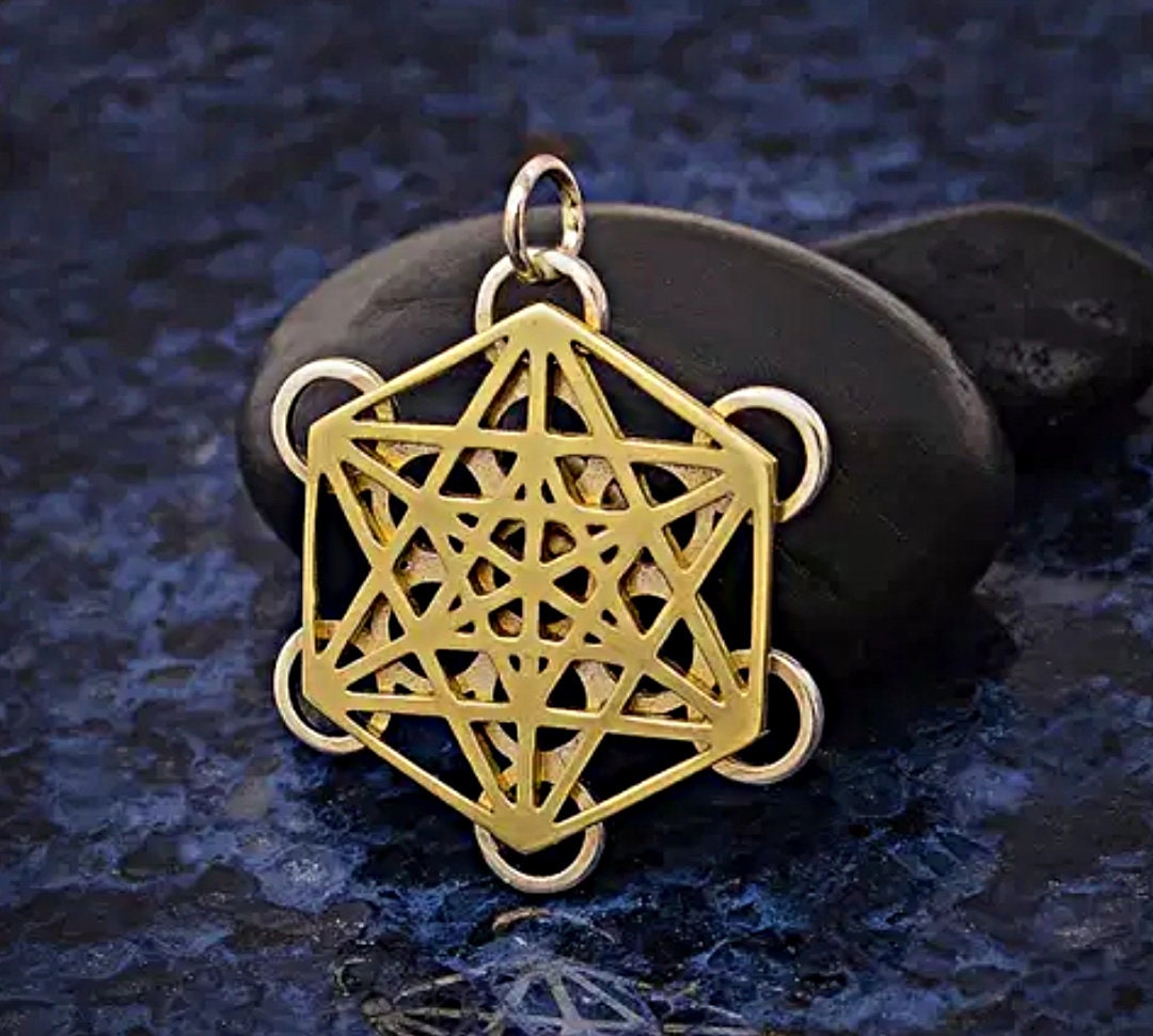 Mixed Metal Metatrons Cube Sacred Geometry Pendant - Protection - Arch ...
