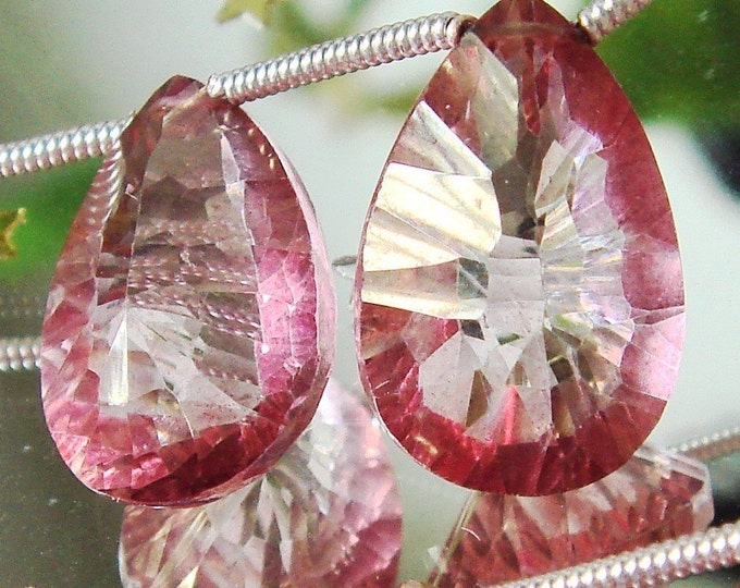 LARGE Glimmering Rose Mystic Topaz Starburst Cut Pan Faceted Briolette ...