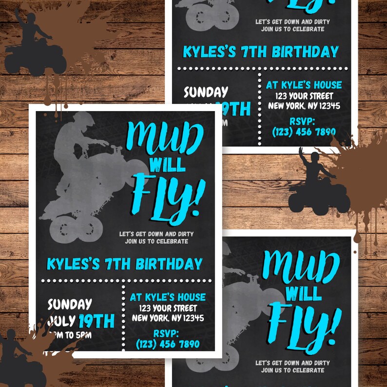 Editable ATV Birthday Invitation Quad Bike Birthday Invitation Digital ...