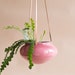 Hanging Flower Pot, Pink Ceramic Hanging Planter, Leather Pendant ...