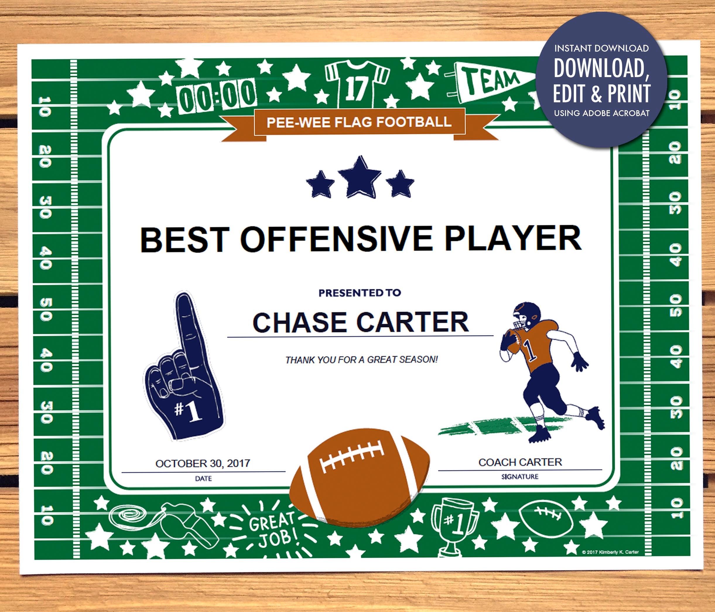 Football Award Certificate Template