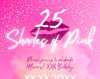 Shades of Pink Birthday Flyer, Birthday Invitation, Digital Download - Etsy