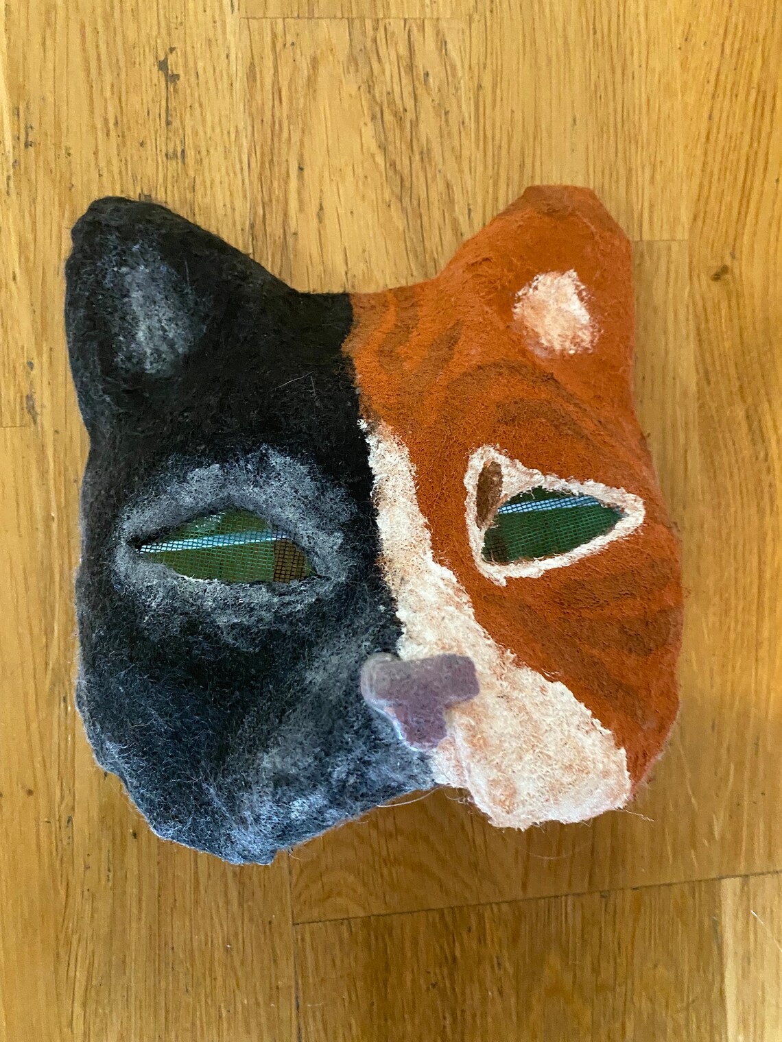 Half Black Cat Half Orange Tabby Cat Mask - Etsy