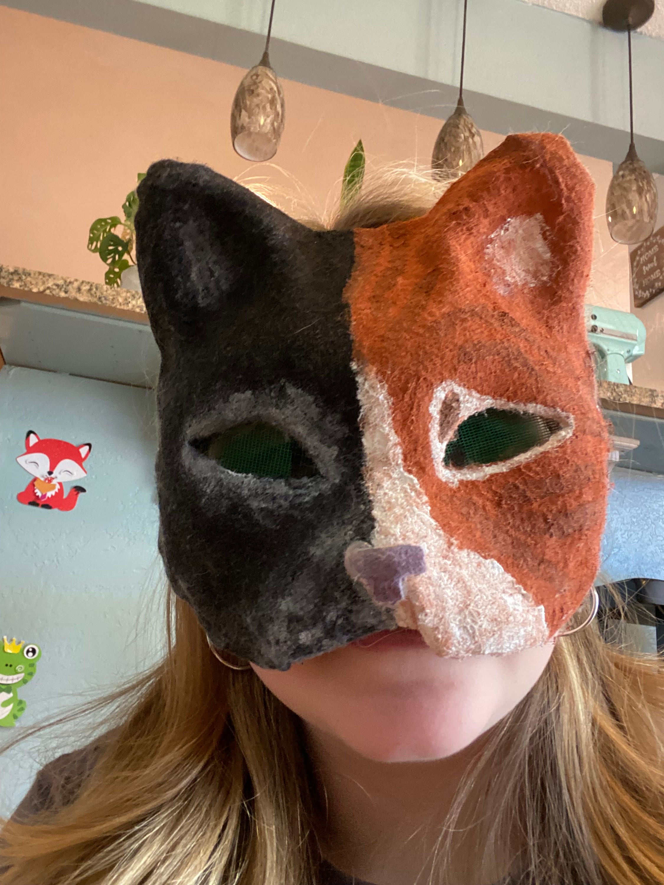 Half Black Cat Half Orange Tabby Cat Mask - Etsy