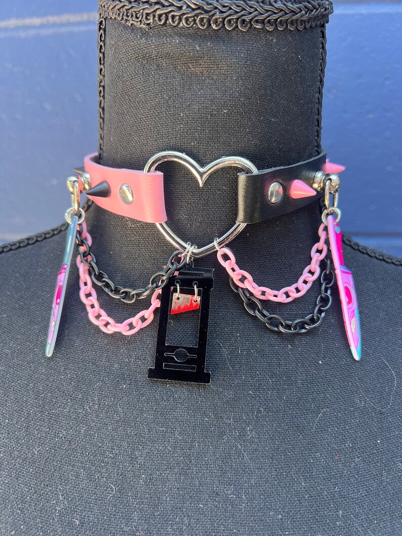 Pink and Black Guillotine Choker - Etsy