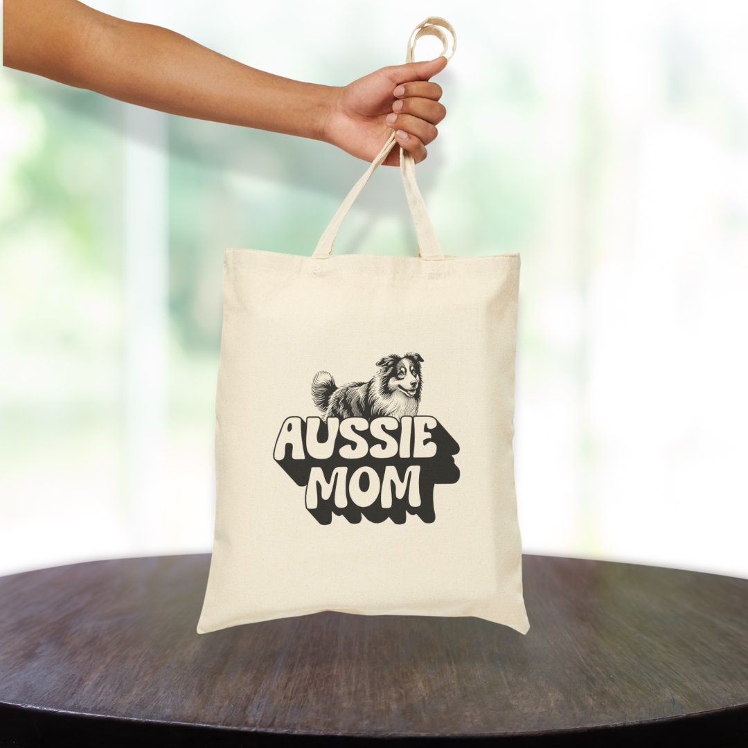 Aussie Mom Canvas Tote Bag, Australian Shepherd Mom Gift, Aussie Lover ...