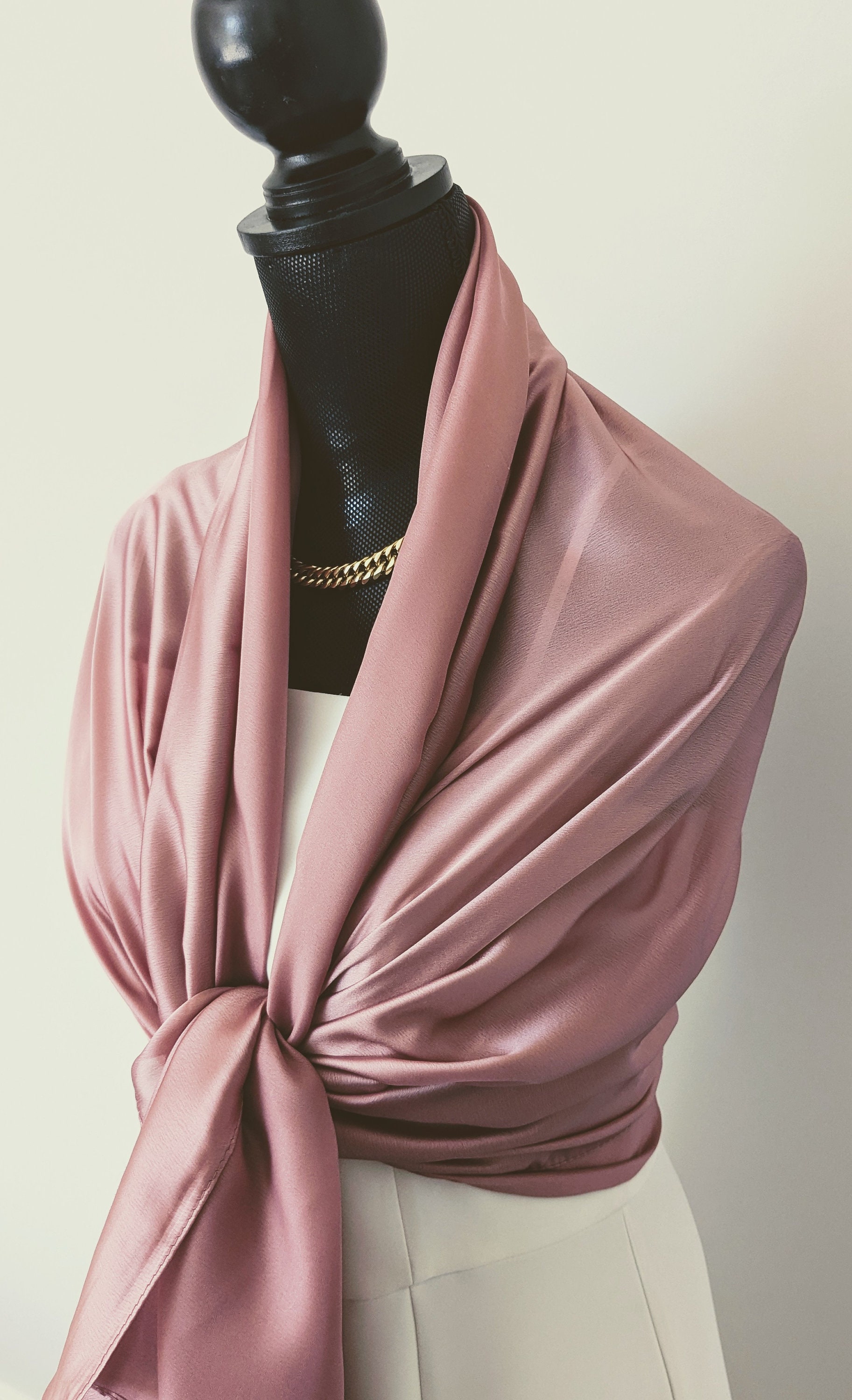 Dusty Rose Silky Satin Scarf, Wrap, Cover, Shawl. Classic and ...