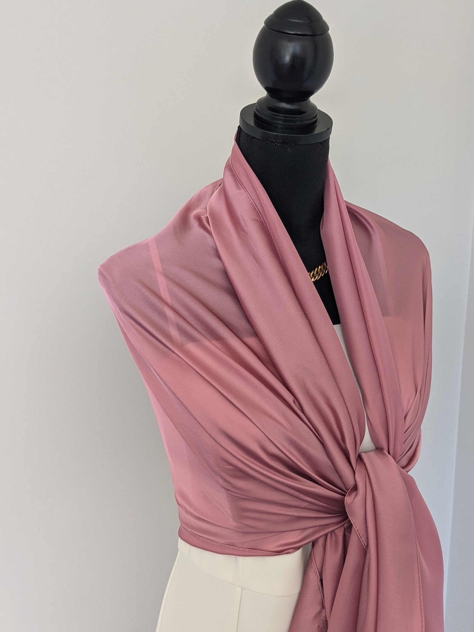 Dusty Rose Silky Satin Scarf, Wrap, Cover, Shawl. Classic and ...