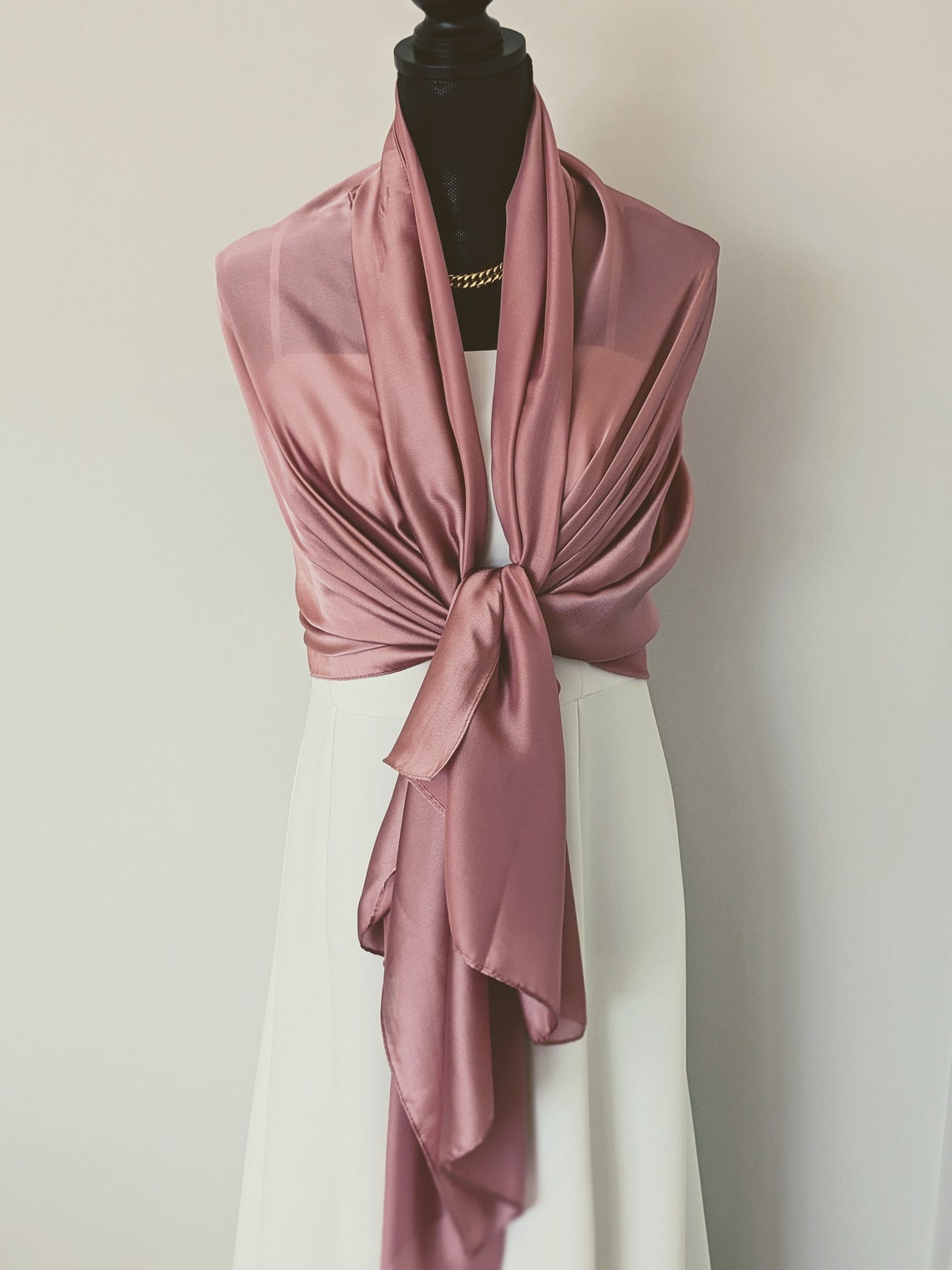 Dusty Rose Silky Satin Scarf, Wrap, Cover, Shawl. Classic and ...