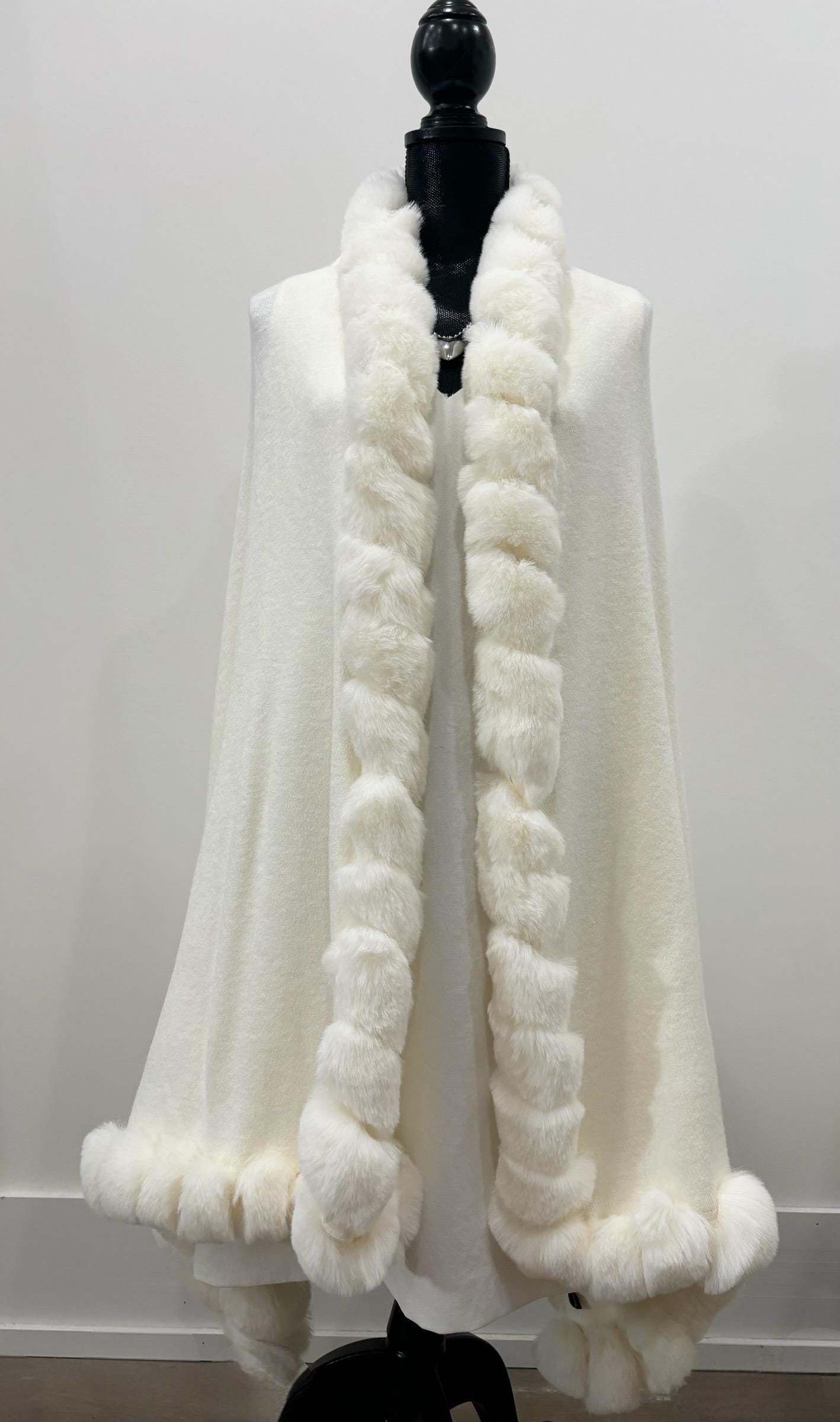 Winter White Faux Fur Wrap, Shawl, Throw, Cover Up, Cape, Stole, Scarf ...
