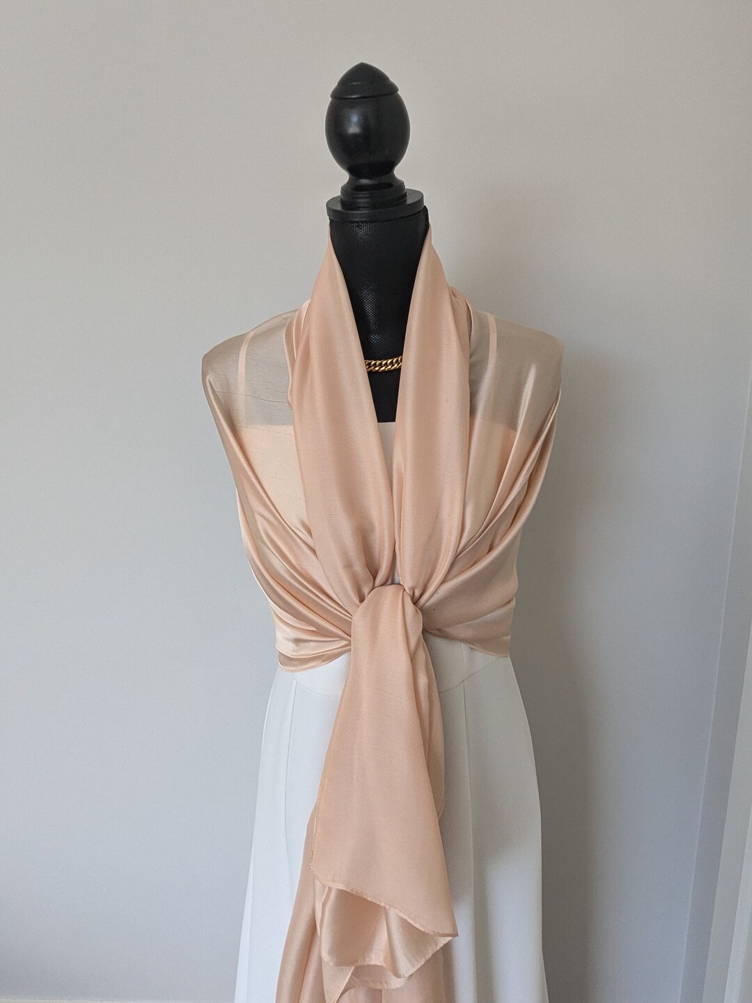 Beige, Ecru, Tan Silky Satin Scarf, Wrap, Cover, Shawl, Shrug. Classic ...