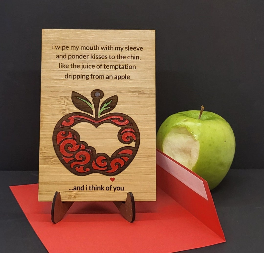 Suggestive Micro-poetry Love Note - Bamboo Card Engraved & Hand-painted ...