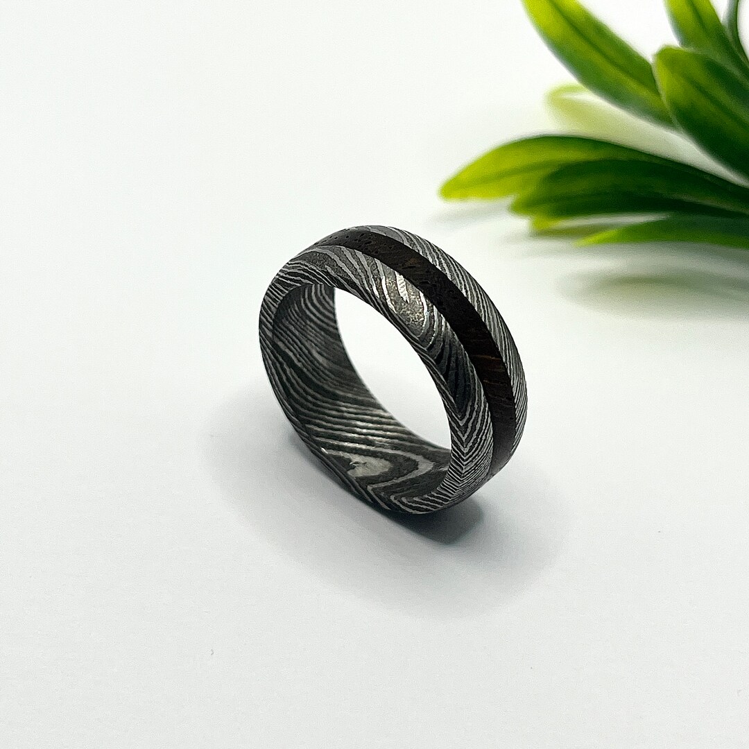 Damascus Simple Ring Damascus Wedding Ring Domed Shape Ring Wedding ...