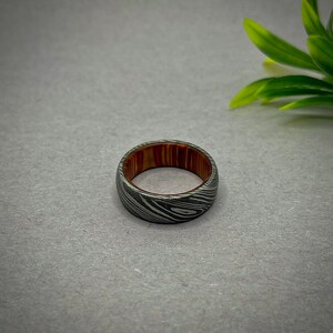 Simple Damascus Ring With Deep Pattern 6mm Domed Shape Ring Band for ...