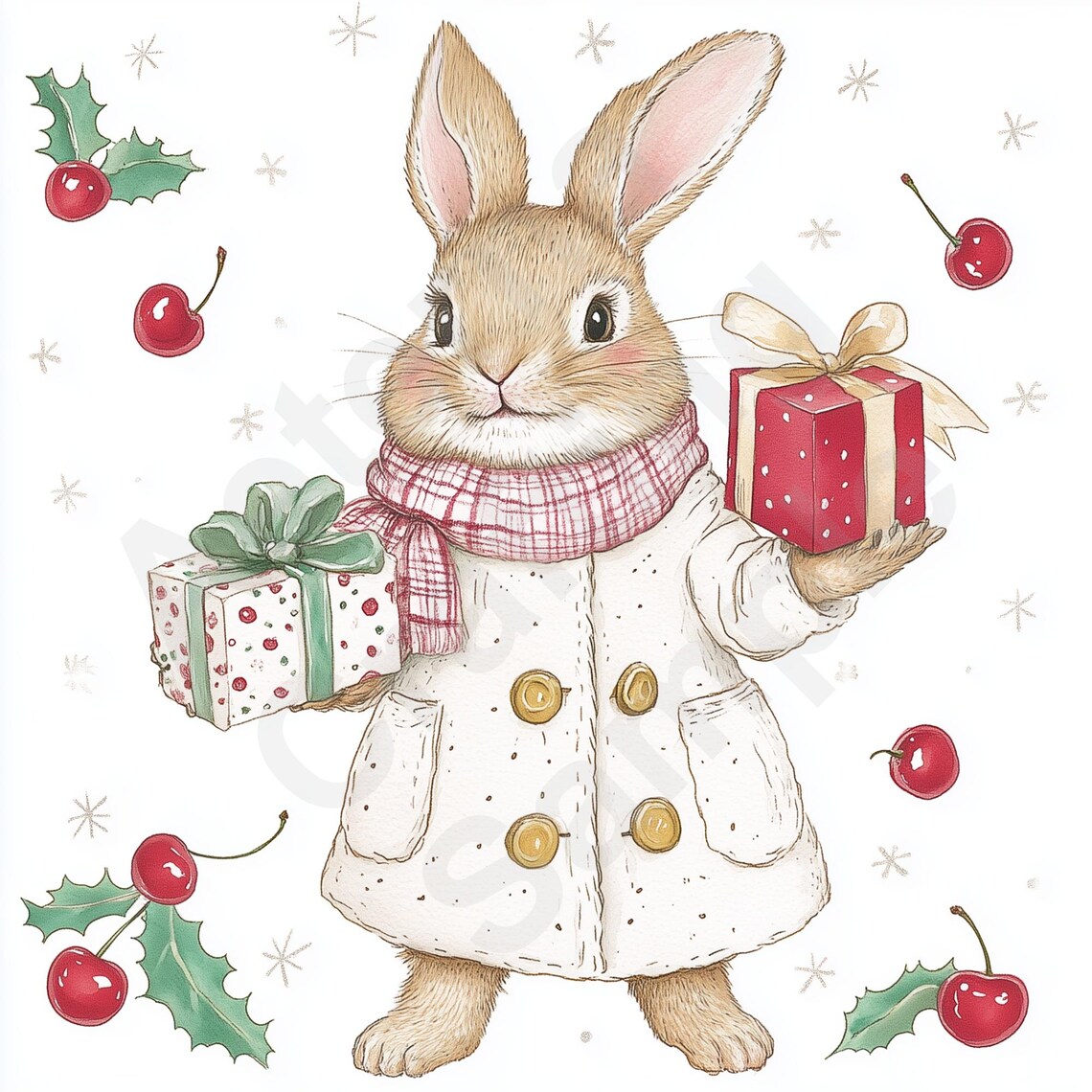 Christmas Bunny Clipart Set – 11 Festive Watercolor Illustrations ...