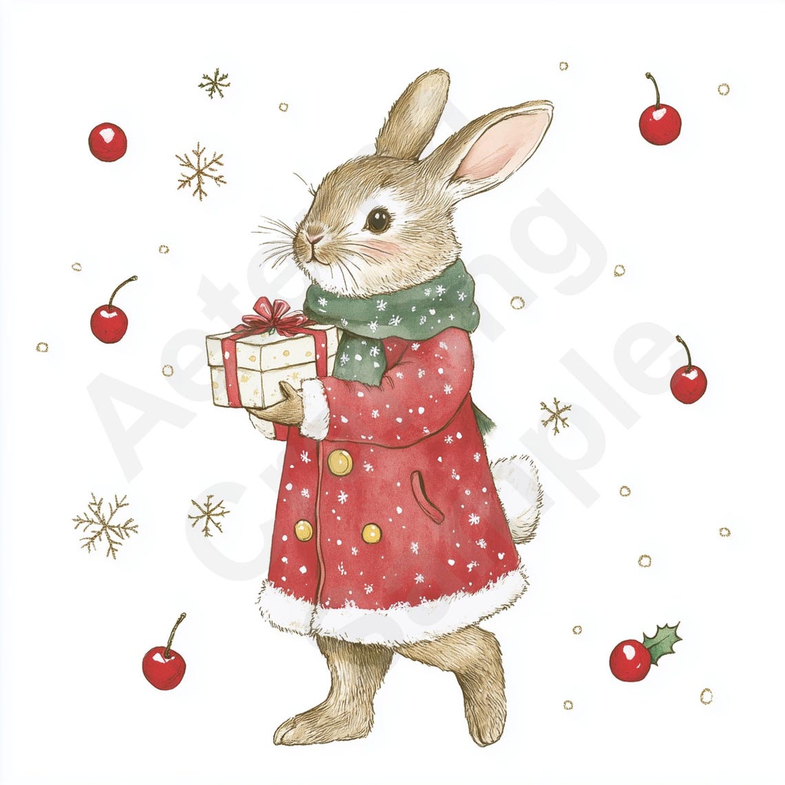 Christmas Bunny Clipart Set – 11 Festive Watercolor Illustrations ...